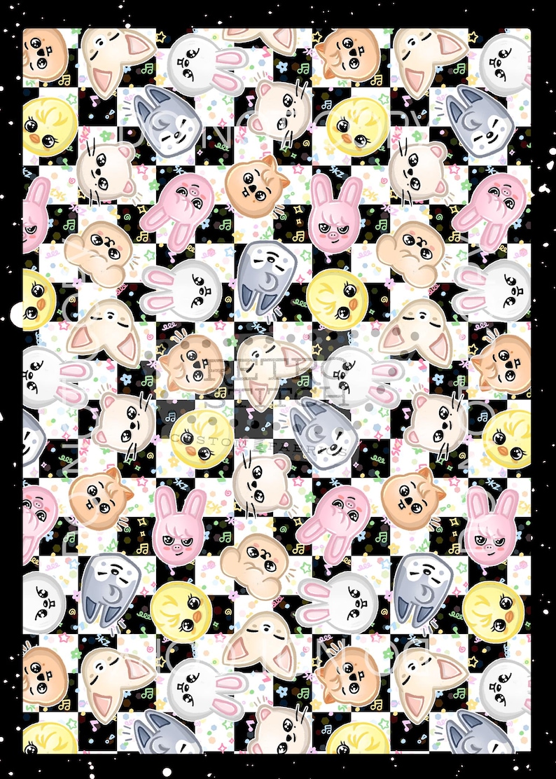 SKZ Checkered - Cute Idol Mascots Pattern – Digital Seamless K-pop ...