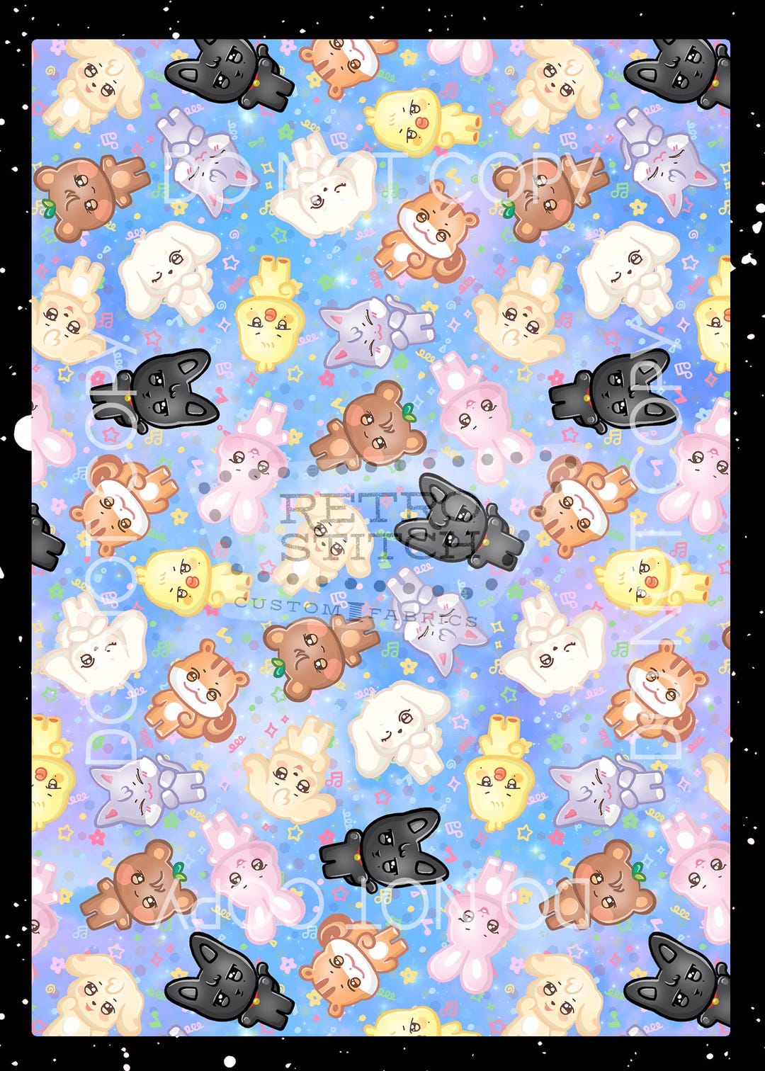 Aniteez Blue Seamless Pattern – K-pop Idol Animal Mascots (digital ...