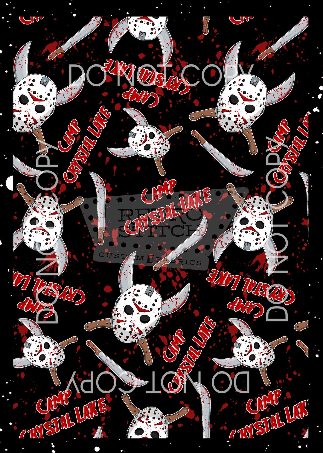 Slasher Camp Seamless Print | Bloody Mask Horror Fabric | Spooky Summer ...