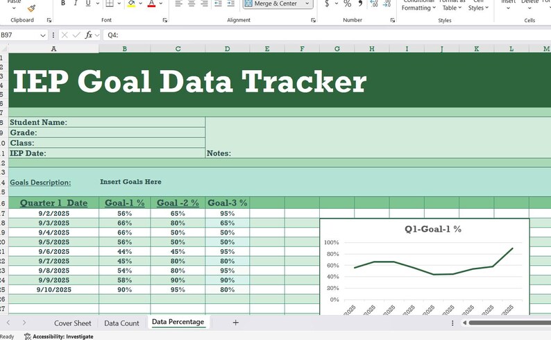 IEP Goal Data Tracking Sheet With Graphs, Special Education, Progress ...