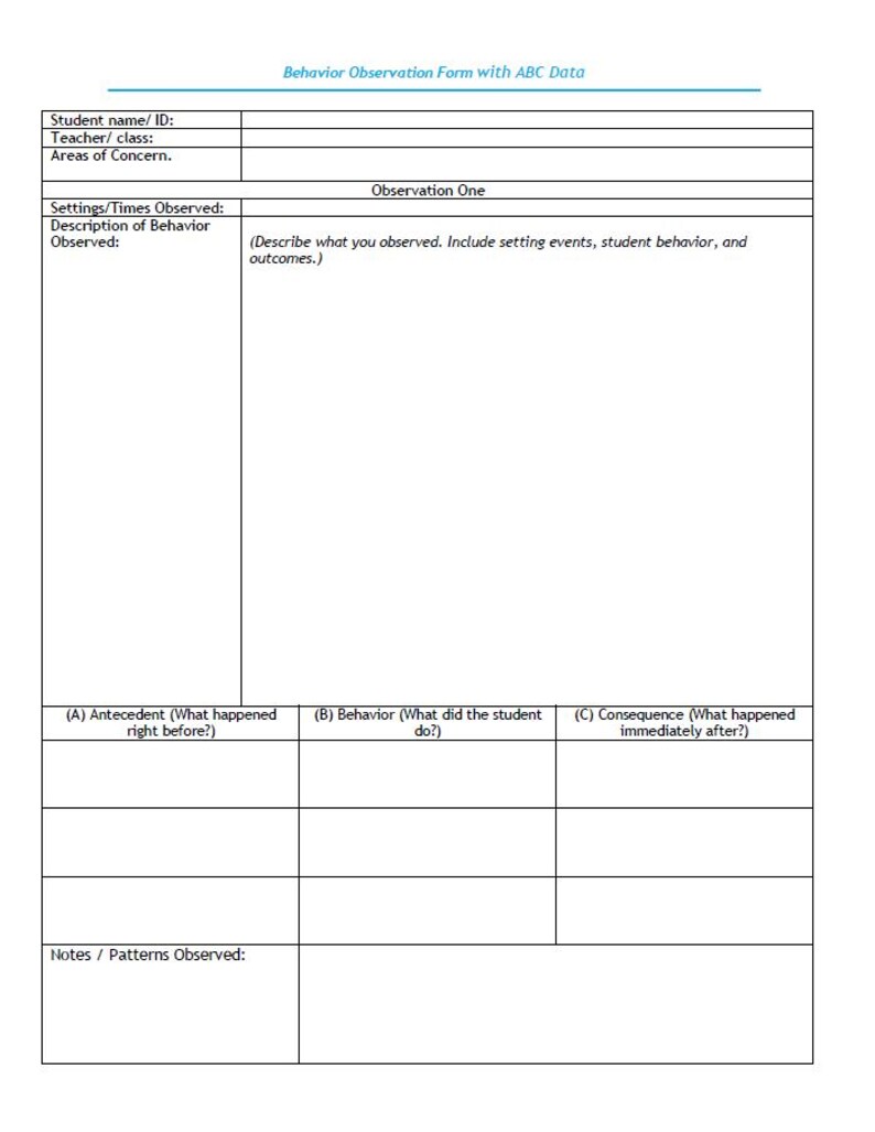Behavior IEP Goal Data Tracking Bundle -tracker + Data and Observation ...