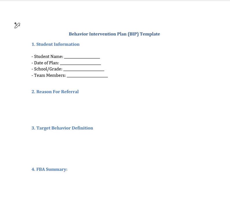 Behavior Intervention Plan (BIP) Template | Editable + Printable | With ...