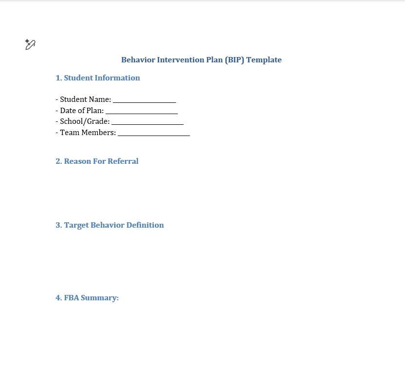 Behavior Intervention Plan (BIP) Template | Editable + Printable | With ...