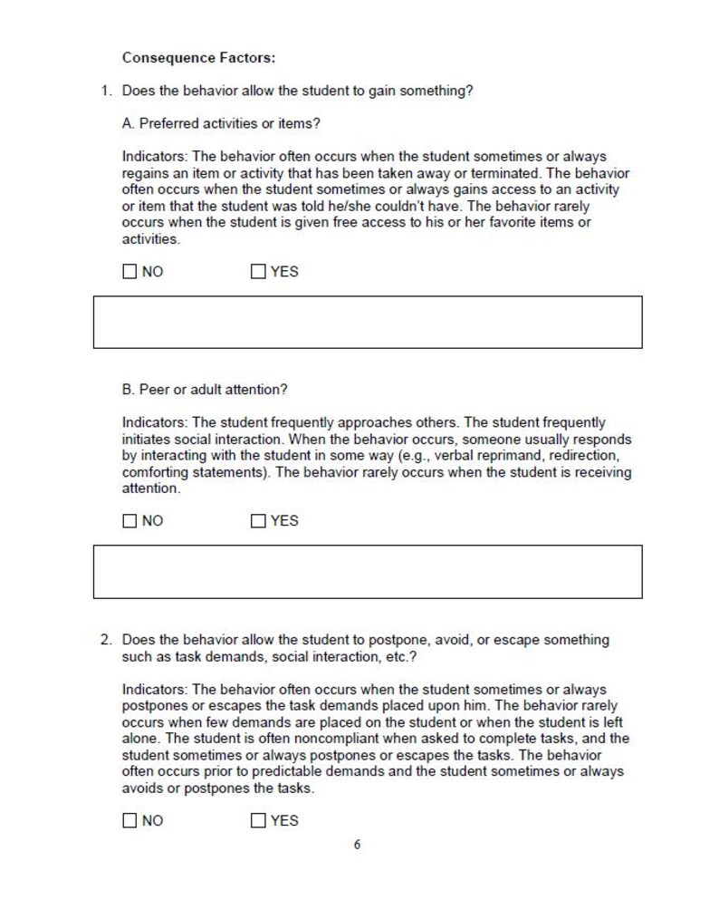 Functional Behavior Assessment (FBA) Template | Editable With Examples ...