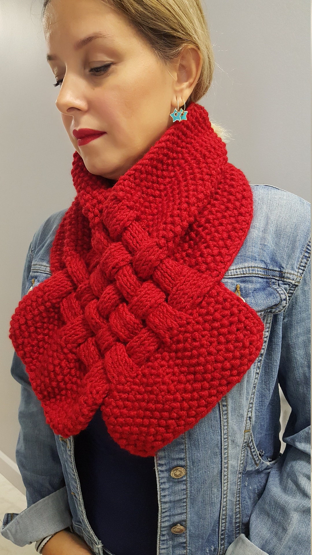 Red Scarf, Basket Model Scarf, With Love, Straw Model Scarf, Neck ...