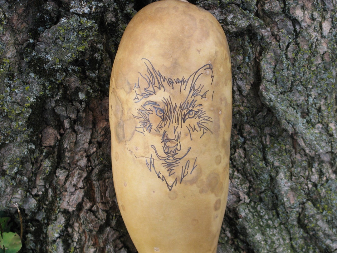 DIY Gourd Rattle, Wolf Face, Music Instrument, Sound Therapy, Do It ...