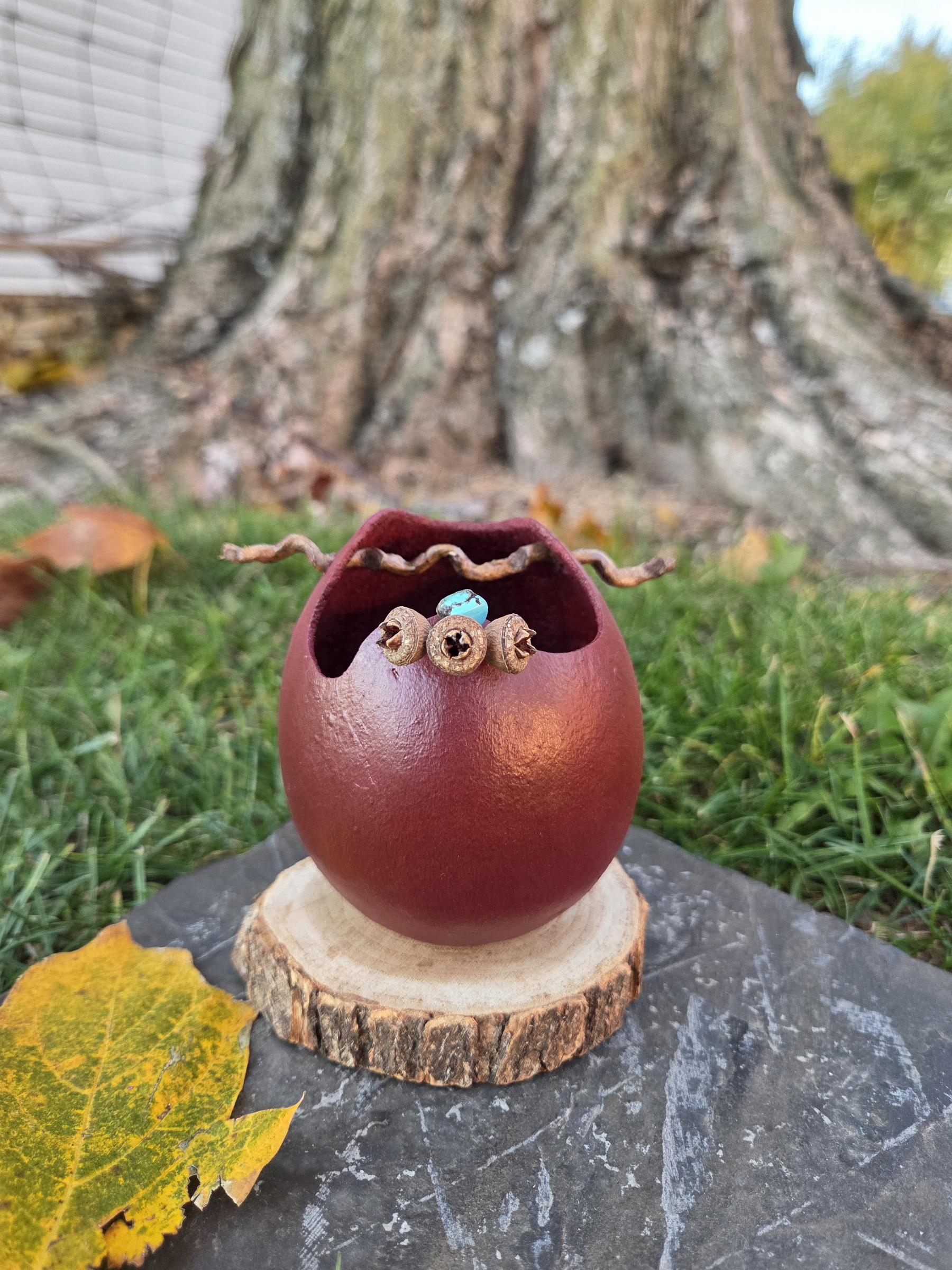 Decorative Gourd Vase : Seed Pods and Turquoise Magnesite - Etsy
