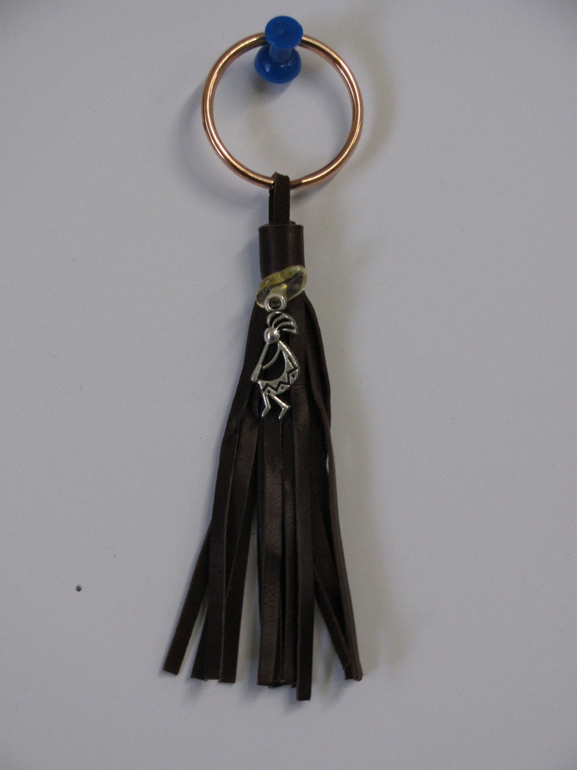 Leather Fringe Keychain Kokopelli Charm Quartz Stone Purse | Etsy