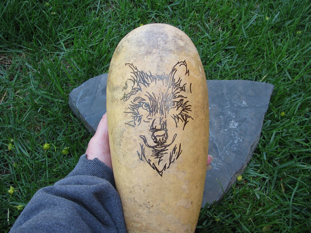 DIY Gourd Rattle, Wolf Face, Music Instrument, Sound Therapy, Do It ...
