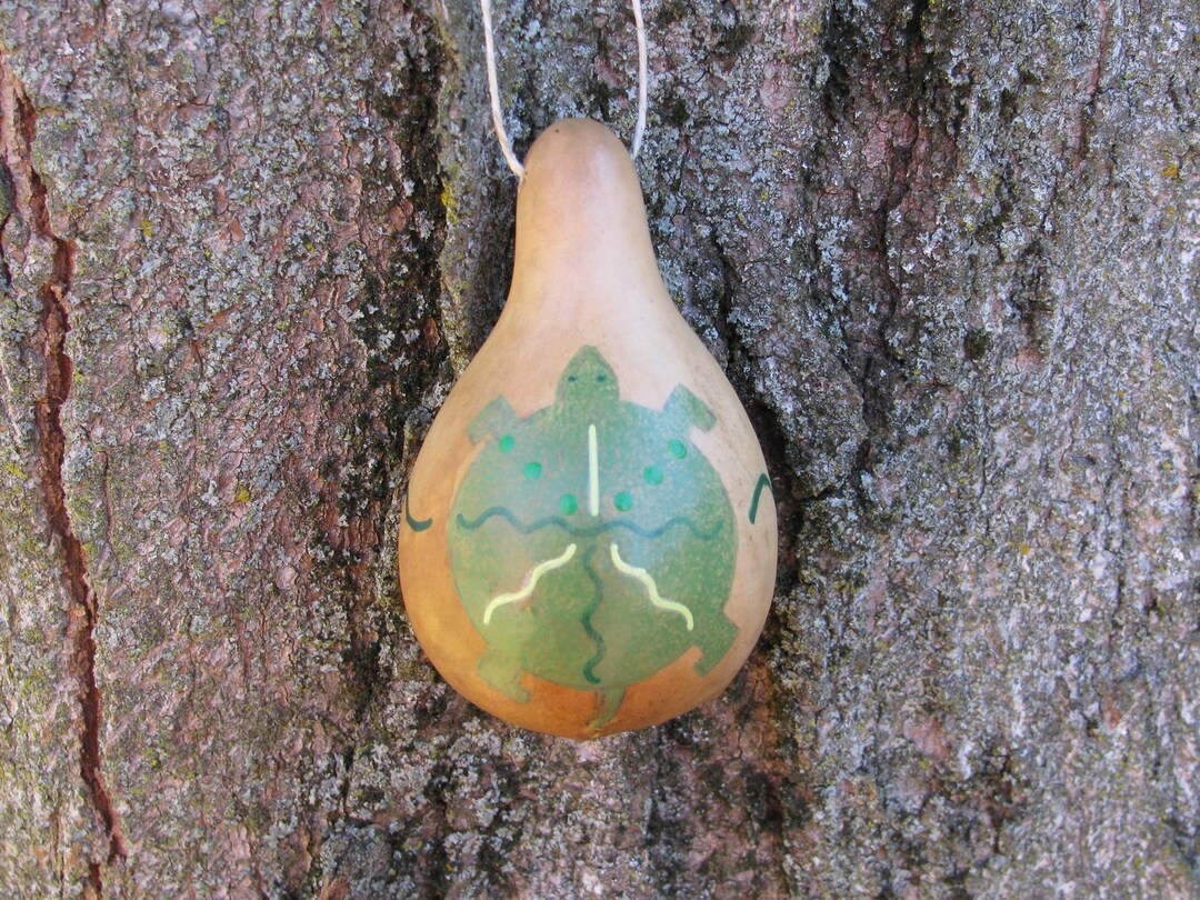 Hand-painted Turtle Gourd Ornament: Nature Inspired Holiday Decor - Etsy