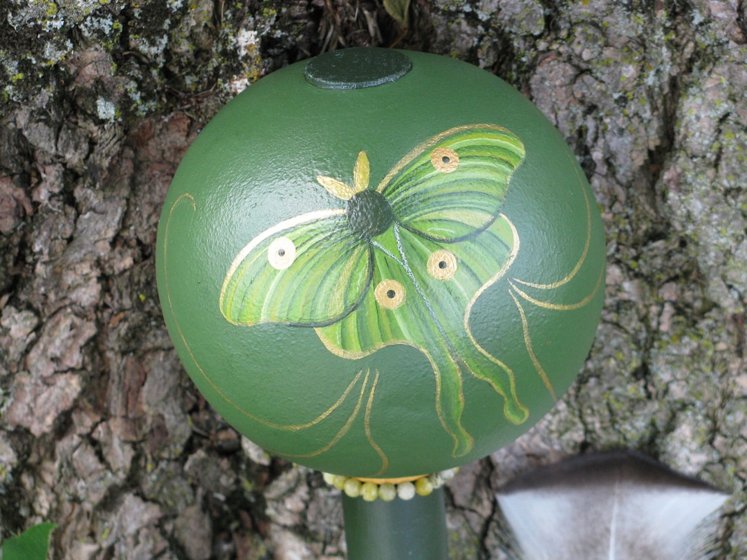 Large Gourd Rattle, Luna Moth Totem, Sound Healing, Vibration Healing ...