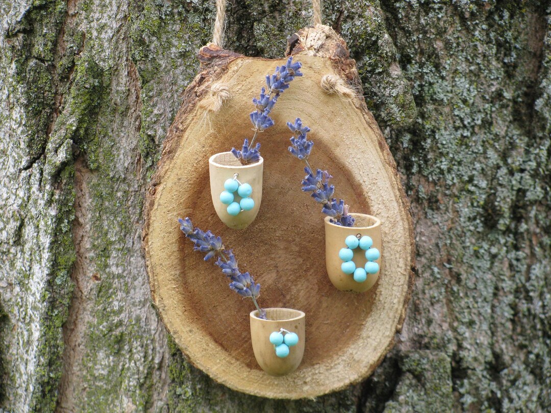 Rustic Wooden Wall Pocket Gourd Wall Hanging Small Wall Vase Farmhouse ...
