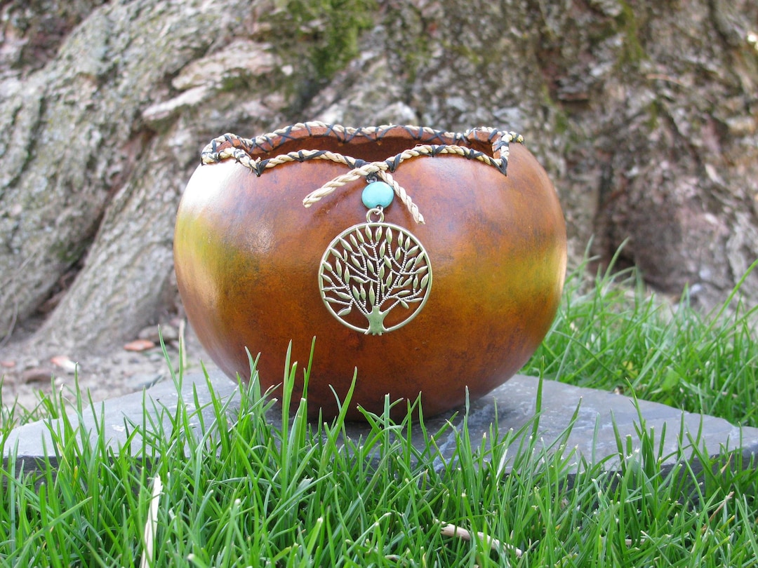 Decorative Art Bowls, Tree of Life Bowl, Gourd Container, Nature ...