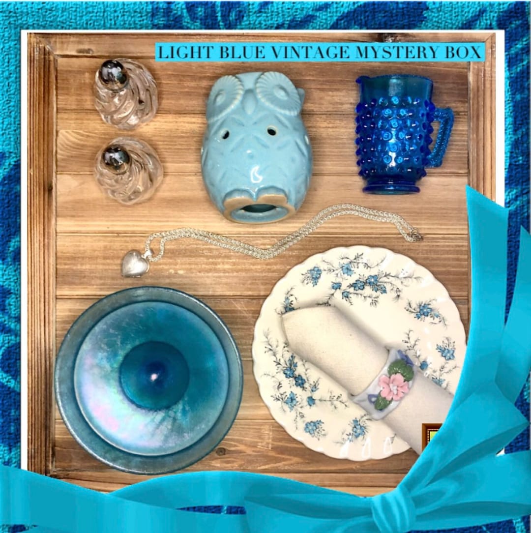 Light Blue Vintage Mystery Box Gift Box With Vintage & Antique ...