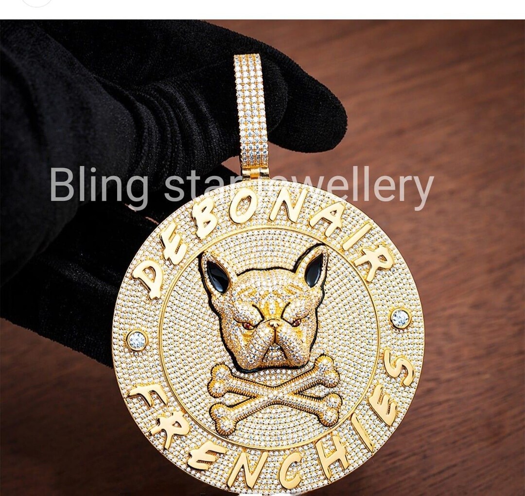 Iced Out Moissanite Bulldog Pendant, 925 Sterling Silver Gold Plated - Etsy