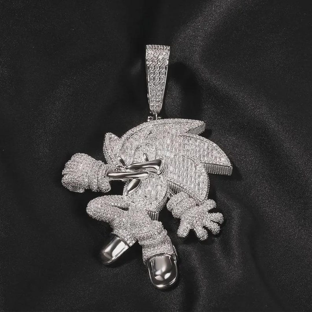 VVS Moissanite Iced Out Sonic Pendant 925 Silver Hip Hop Cartoon ...