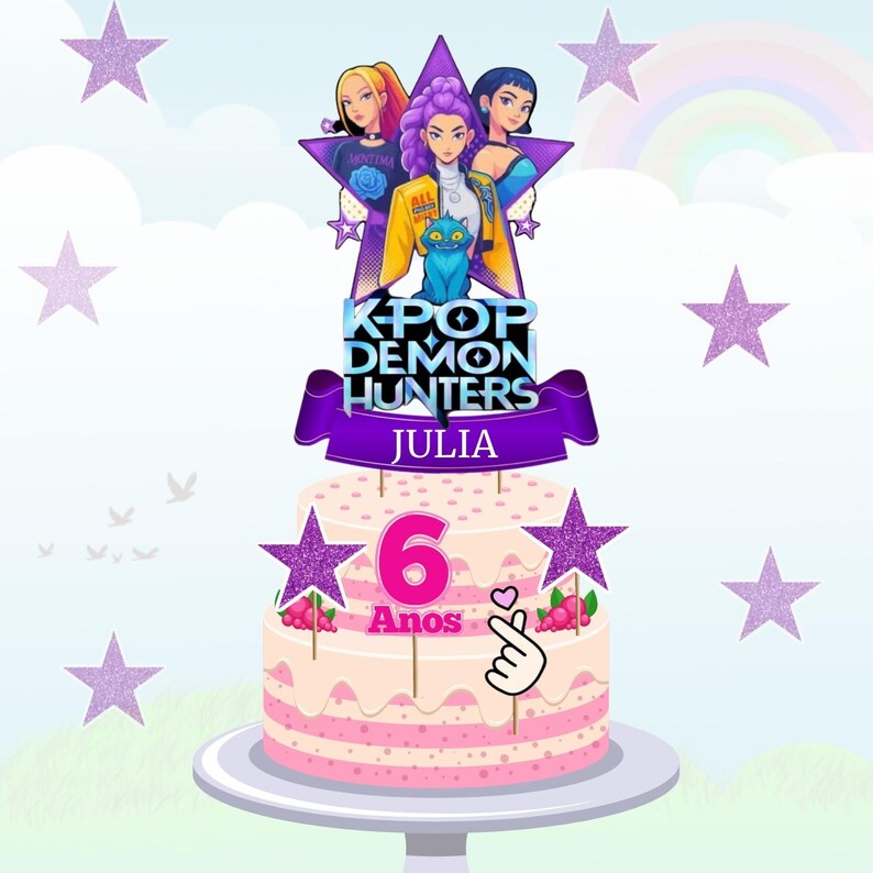 Editable Kpop Demon Hunters Cake Topper | Huntrix Kpop Birthday Topper ...