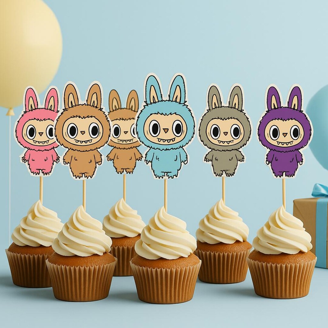 Labubu Party Topper | Kids Cake Decoration | Cartoon Cupcake Topper ...