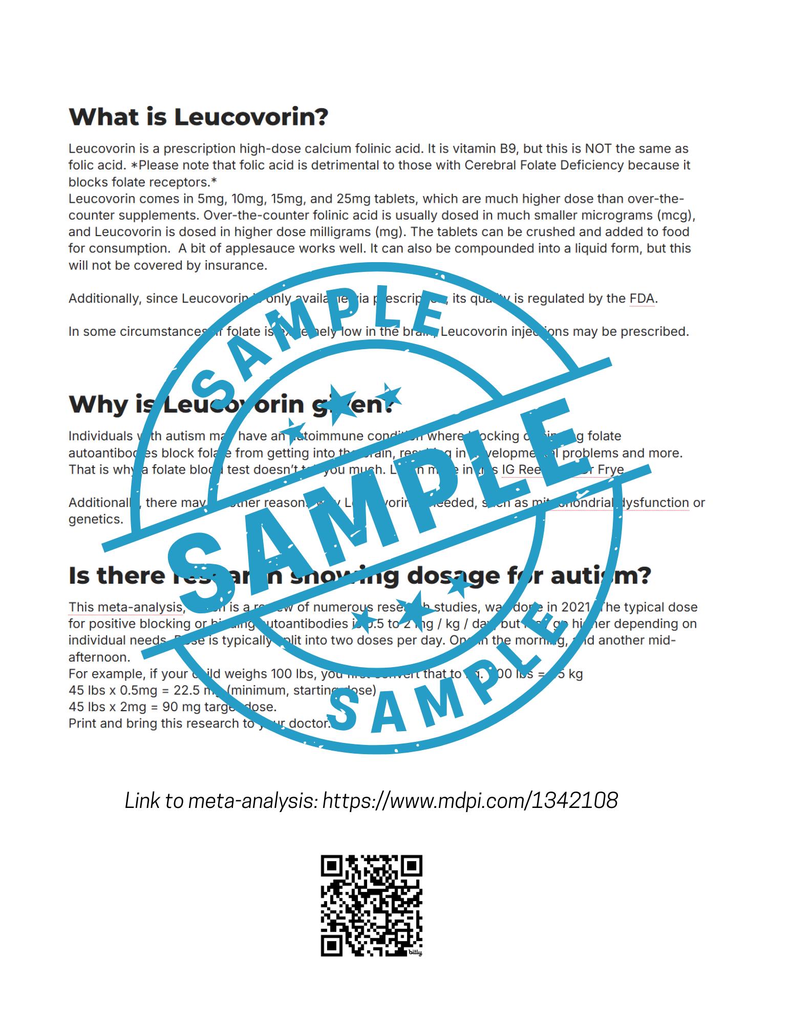 Leucovorin & Autism Advocacy Packet | Printable + Editable | FRAT Test ...