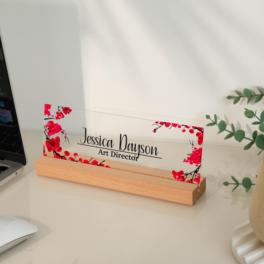 Modern Acrylic Desk Name Plate | Personalized Office Desk Gift - Etsy