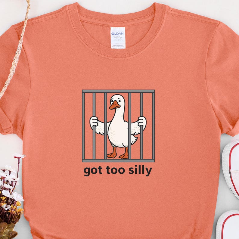 Funny Goose Shirt Got Too Silly Goose in Jail Cartoon Graphic Tee - Etsy