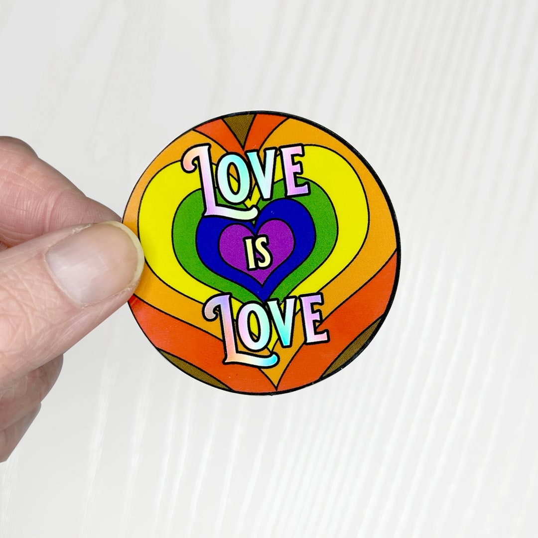 Love is Love 2 Inch Glossy Sticker Holo Rainbow - Etsy