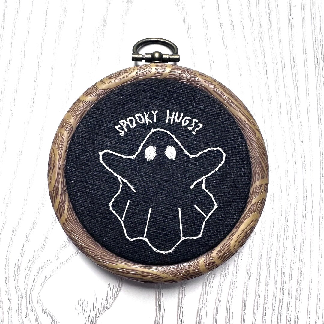 Spooky Hugs Ghost Glow in the Dark Hand Embroidery With Black ...