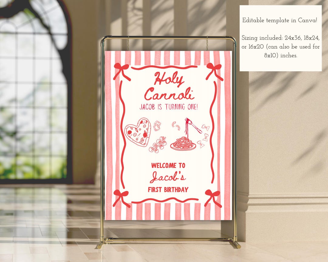 Holy Cannoli Birthday Welcome Sign | Gender Neutral Italian Birthday ...