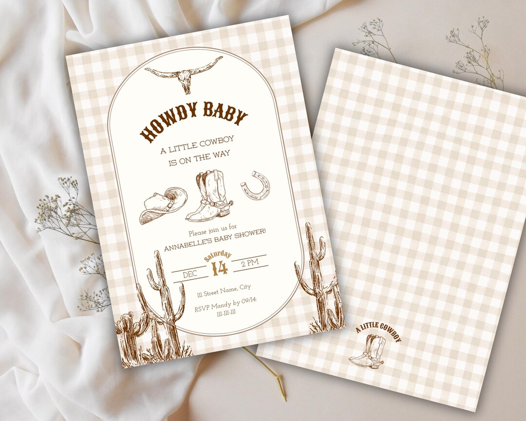 Howdy Baby | Little Cowboy is on the Way Invite | Western Boy Baby ...
