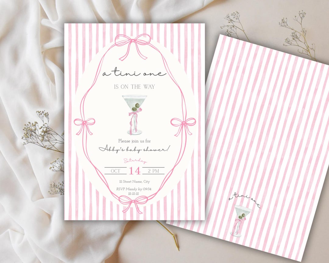 A Tini One is on the Way Invite | Martini Baby Shower Digital ...