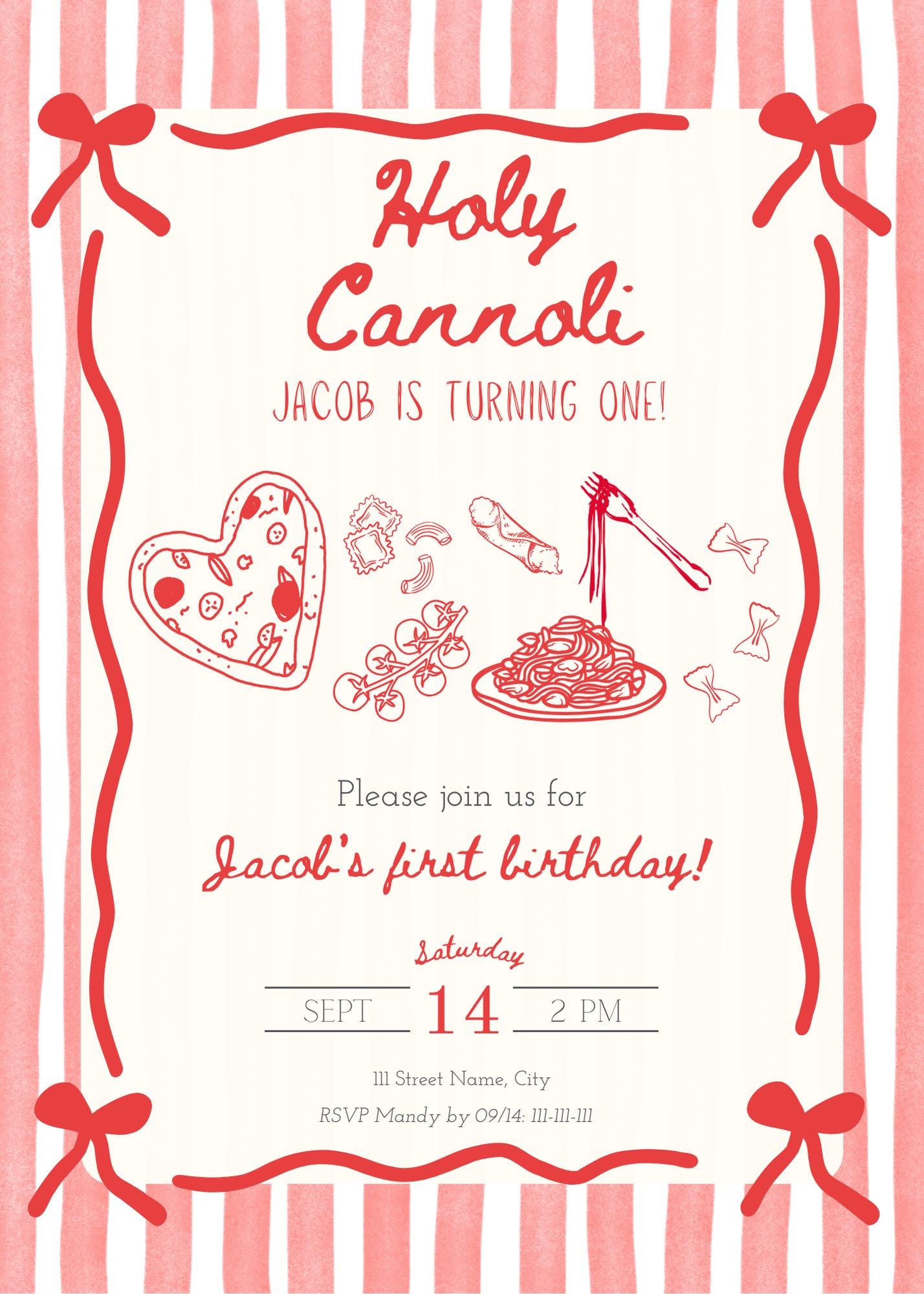 Holy Cannoli Birthday Invitation | Gender Neutral Italian Birthday ...