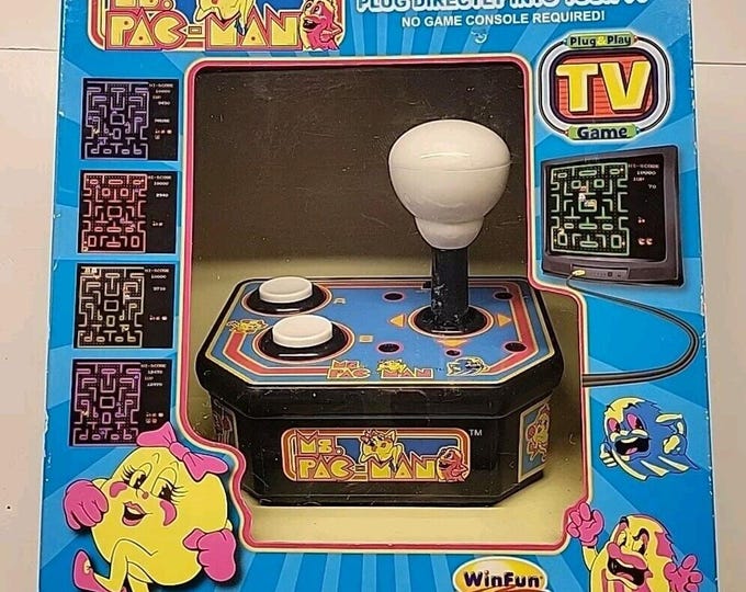 1993 Ms Pac-man Plug & Play Retro TV Arcade Game Sealed Box Bandai ...