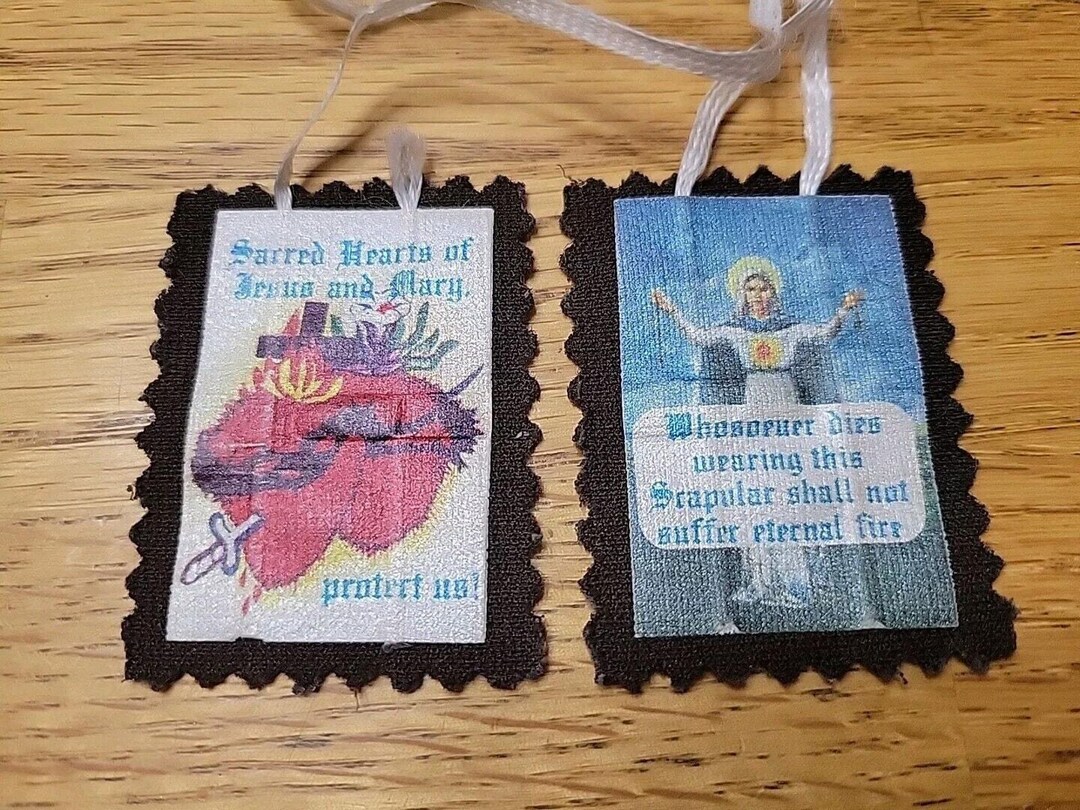 Vintage Sacred Heart of Jesus Christ Our Lady of Mt Carmel Brown ...