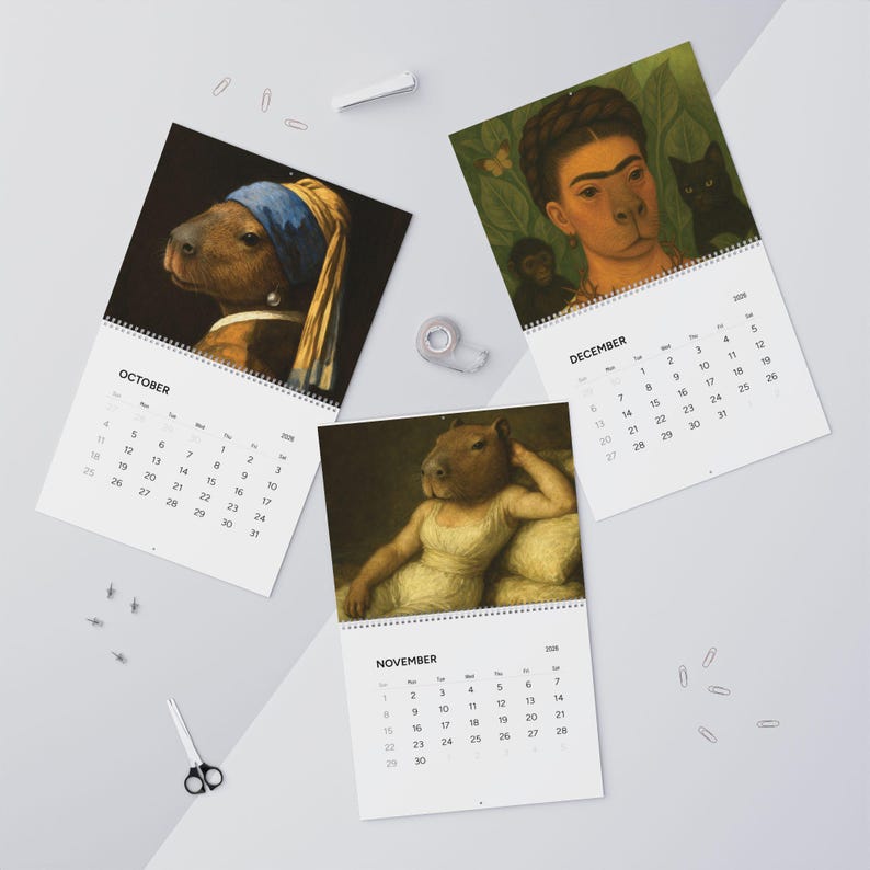 Capybara Art Calendar 2026 Wall Calendar | Whimsical Animal ...