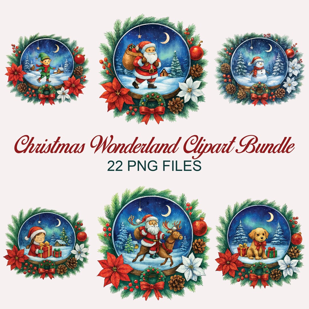 Christmas Wonderland Clipart Bundle | 22 PNG Digital Illustrations ...