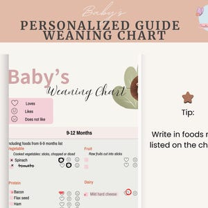 Blush Pink Baby Weaning Chart by Age. Digital BLW Feeding Schedule ...