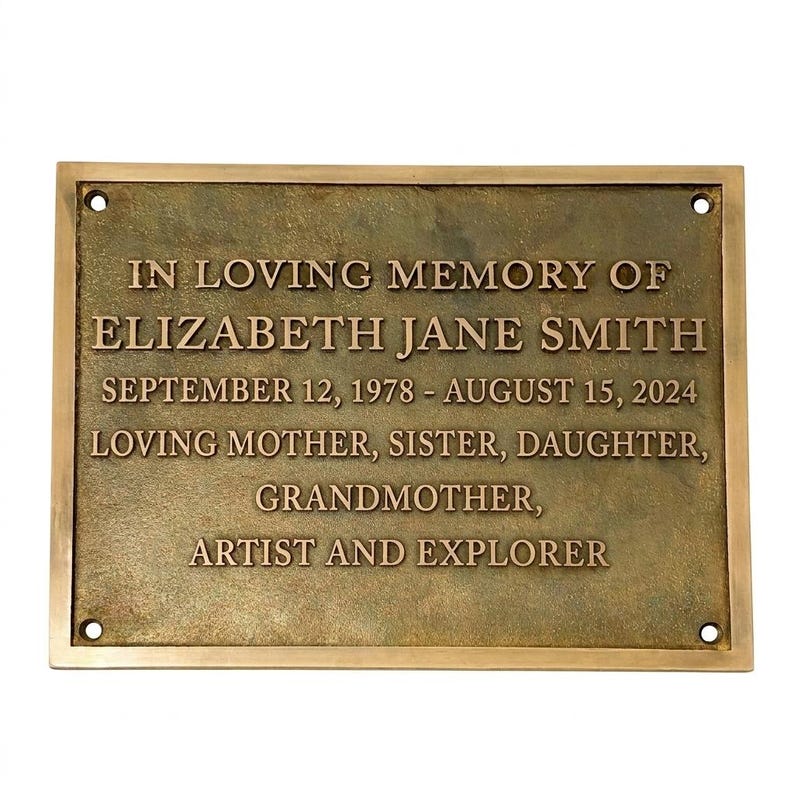 Custom Bronze Memorial Plaque – Remembrance in Loving Memory Sign - Etsy