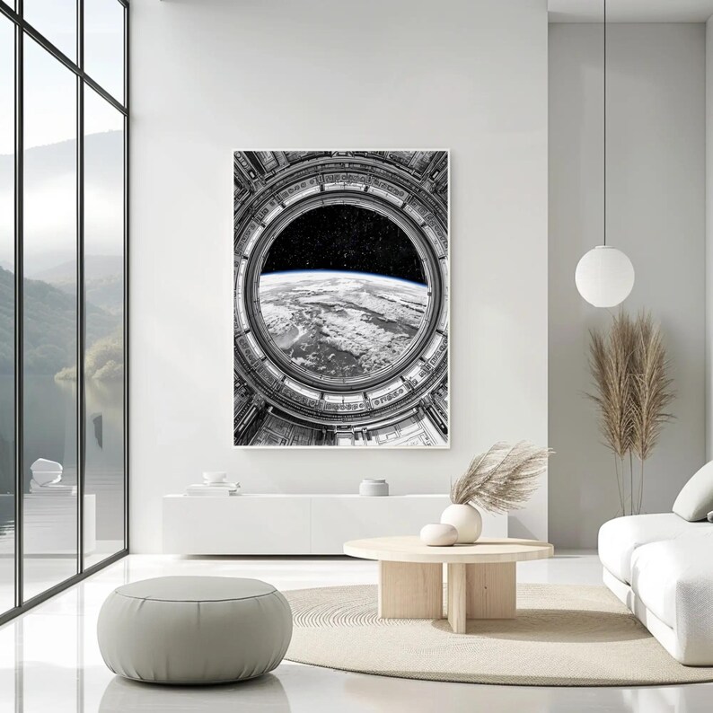 Space Station Window View | Earth From Space Sketch Print - Etsy