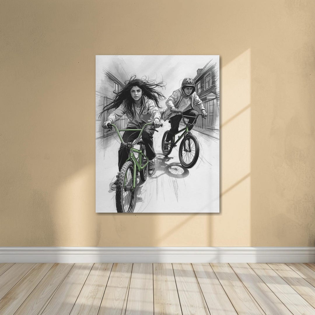 90s BMX Street Ride Pencil Sketch – Retro Urban Bike Art Print ...