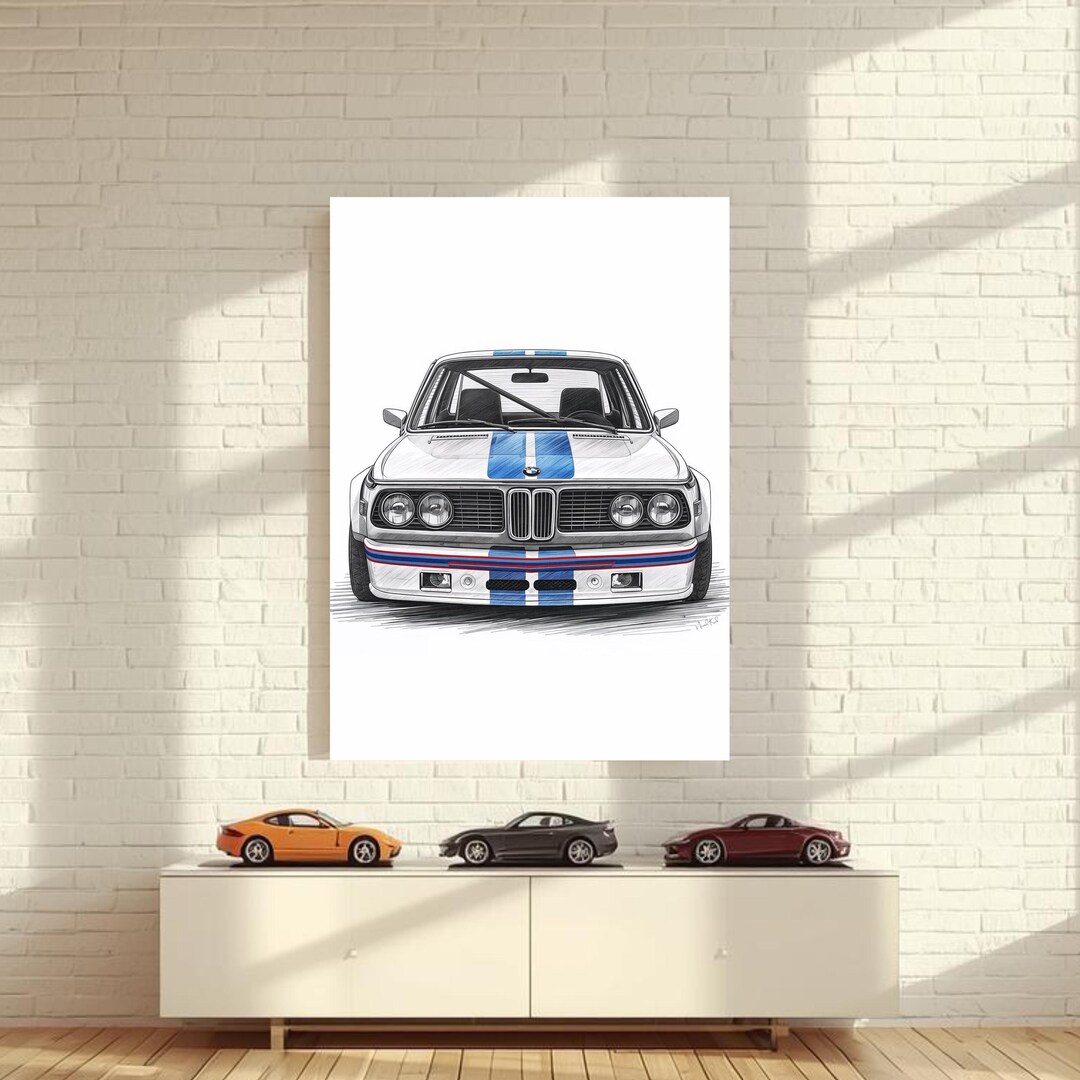 BMW 2002 Turbo Stil Skizze | Classic Motorsport Frontansicht Kunstdruck ...