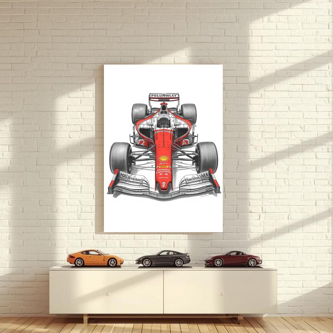 F1 Sketch Art | Red Formula One Car | Front View Racing Illustration - Etsy