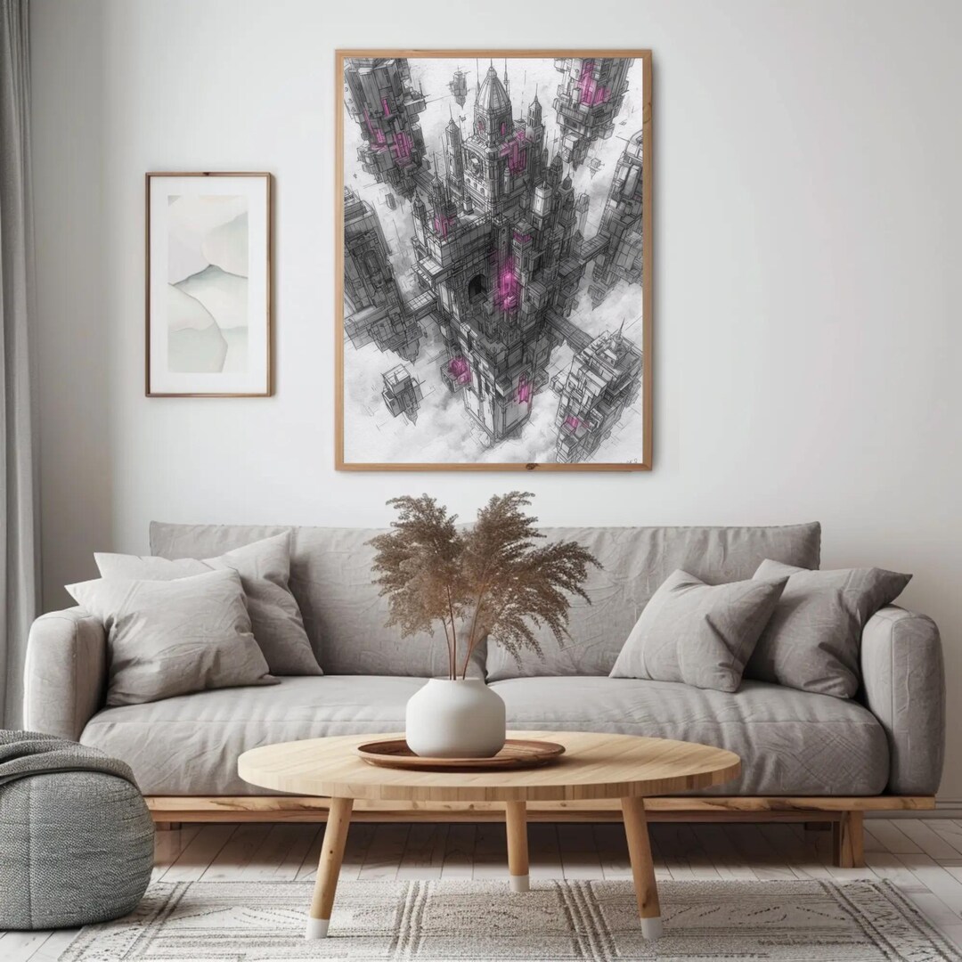 Sky Citadel | Floating City Illustration - Etsy