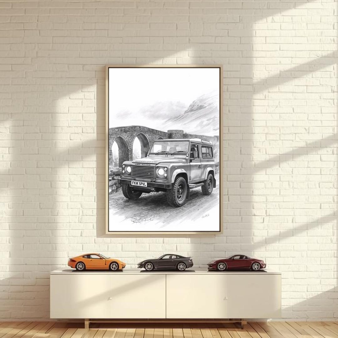 Land Rover Defender Pencil Sketch – Classic 4x4 Art Print – British ...