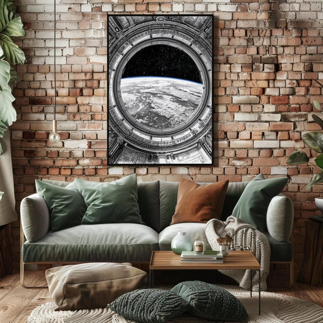 Space Station Window View | Earth From Space Sketch Print - Etsy