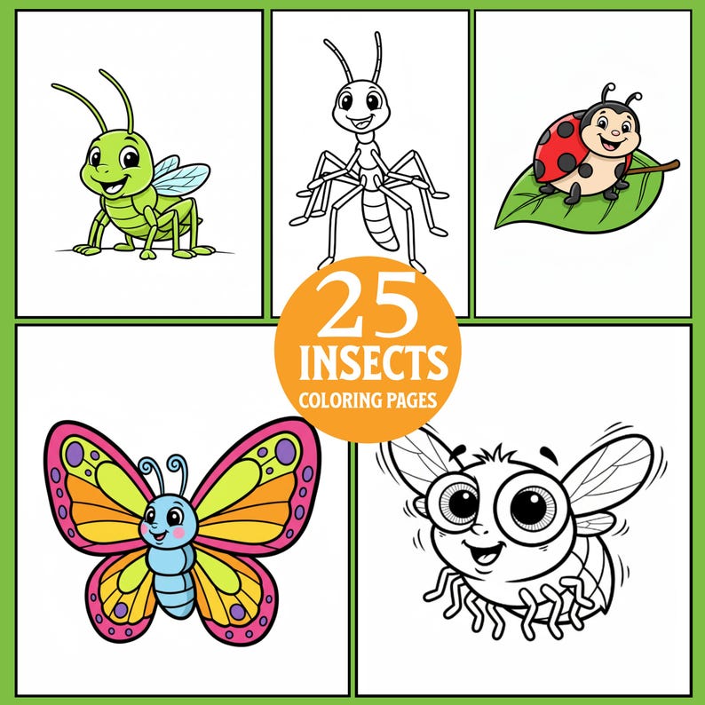 Insects Coloring Pages: 25 Bugs Coloring Sheets for Kids (digital ...