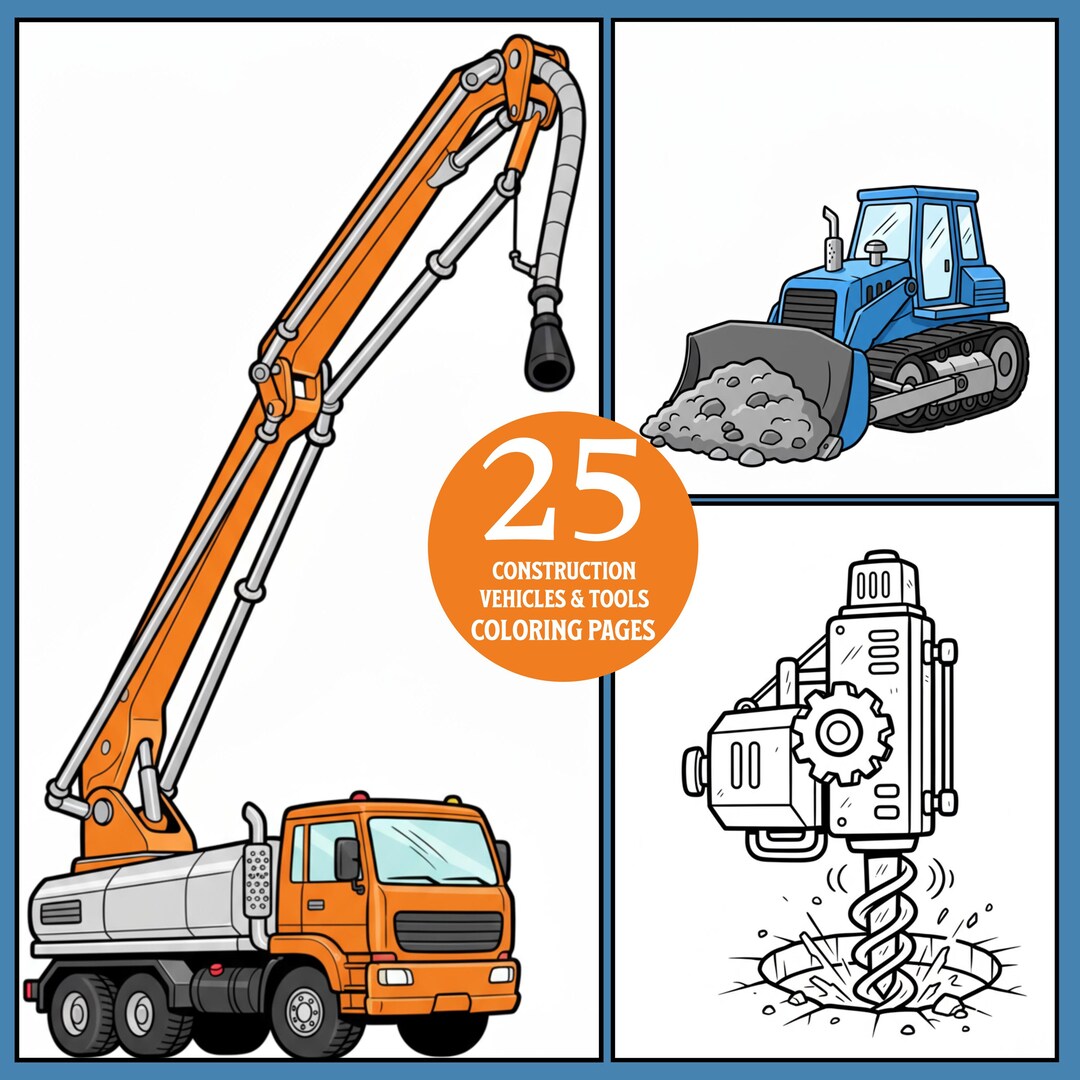 Construction Coloring Pages: 25 Printable Trucks and Tools Coloring ...