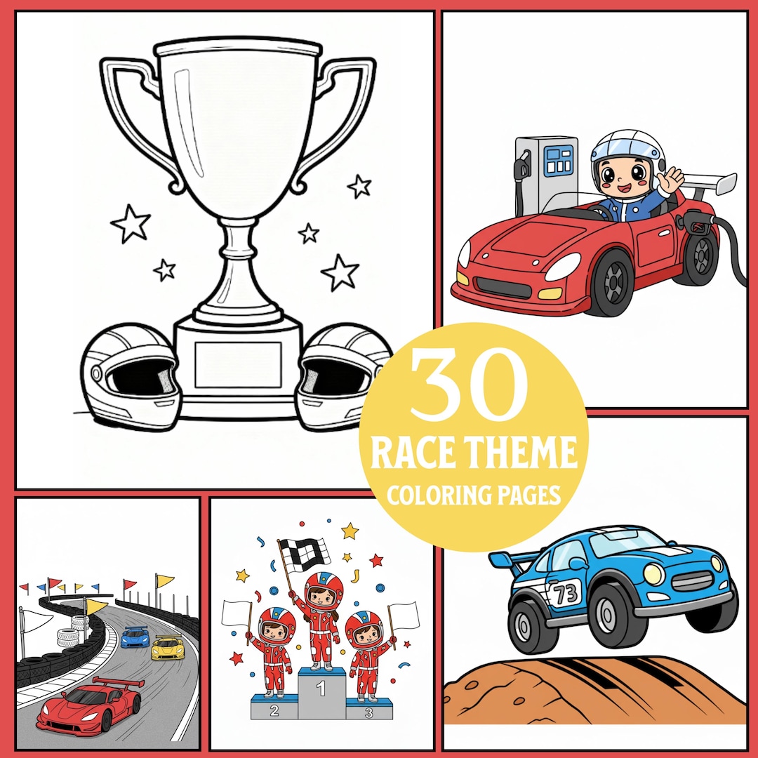 Race Cars Coloring Pages: 30 Racing Theme Printable Coloring Sheets for ...