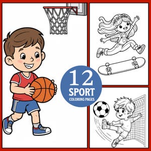 Sports Coloring Pages for Kids: 12 Printable Activity Sheets PDF File ...
