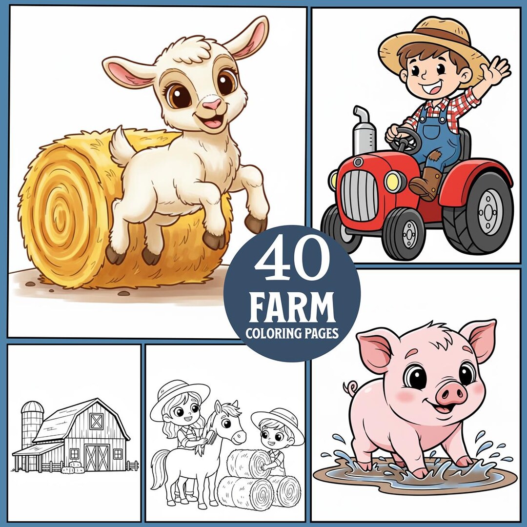 Farm Coloring Pages: 40 Barnyard Animals Coloring Sheets (PDF Digital ...