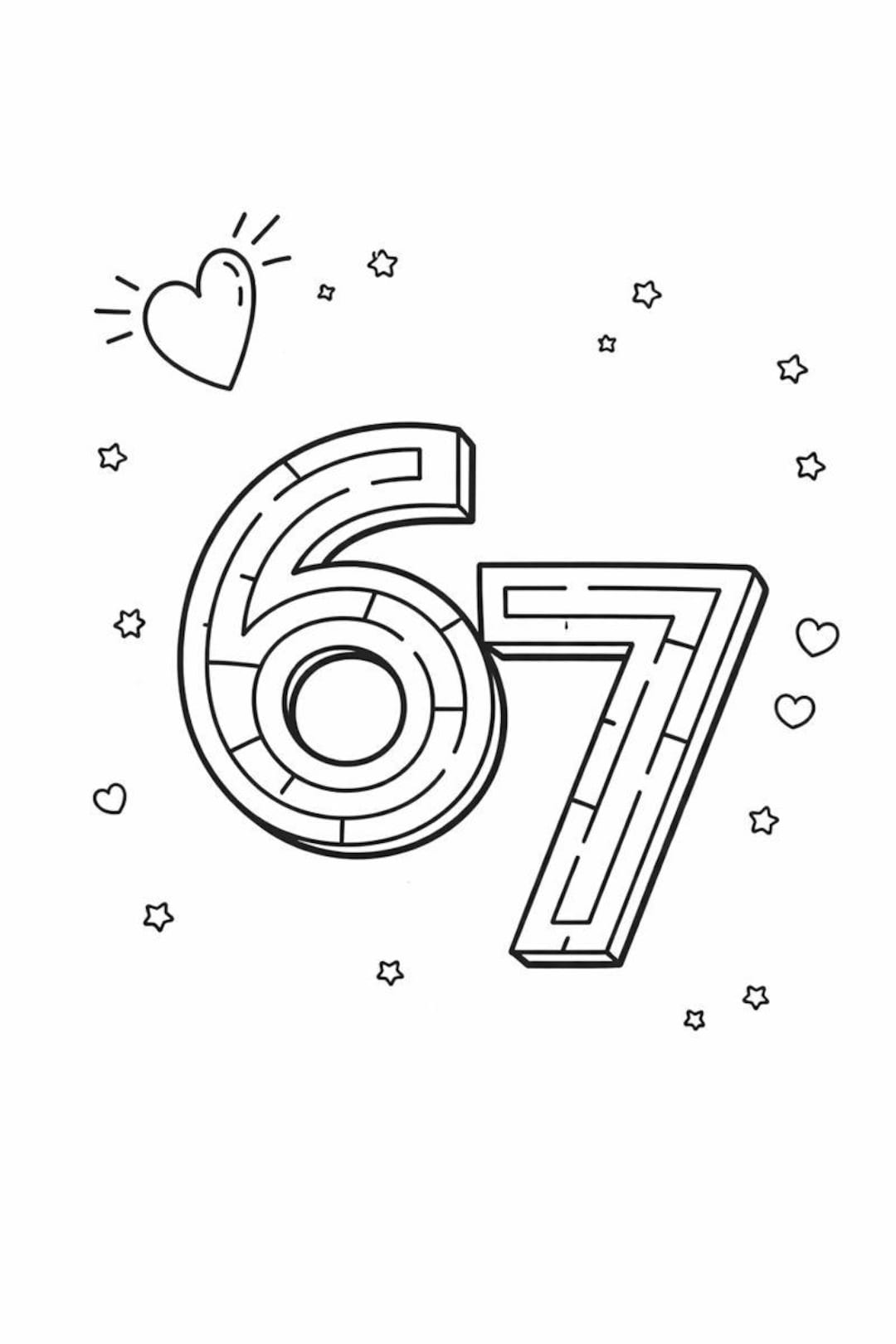 67 Number Coloring Page | Printable Number Coloring Sheet | Kids ...